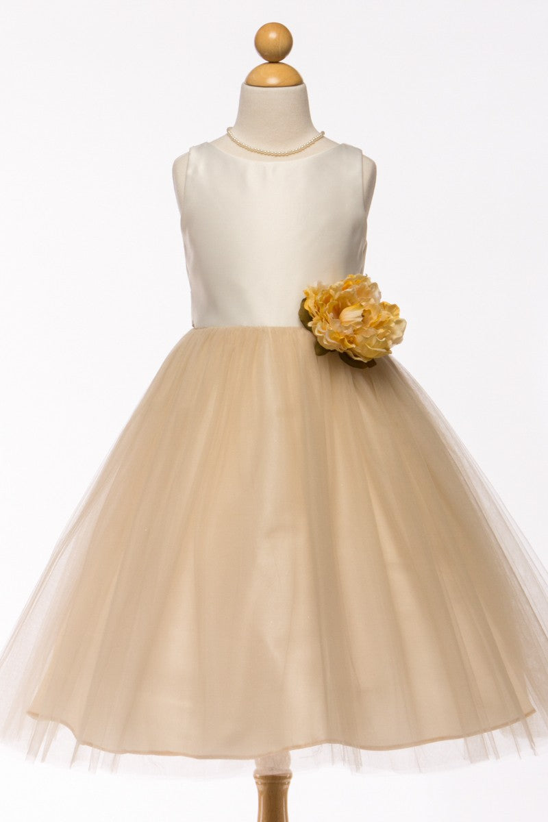 Hannah Satin Two-Tone Girls Dress with 3D Flower Detail and Plus Sizes ...