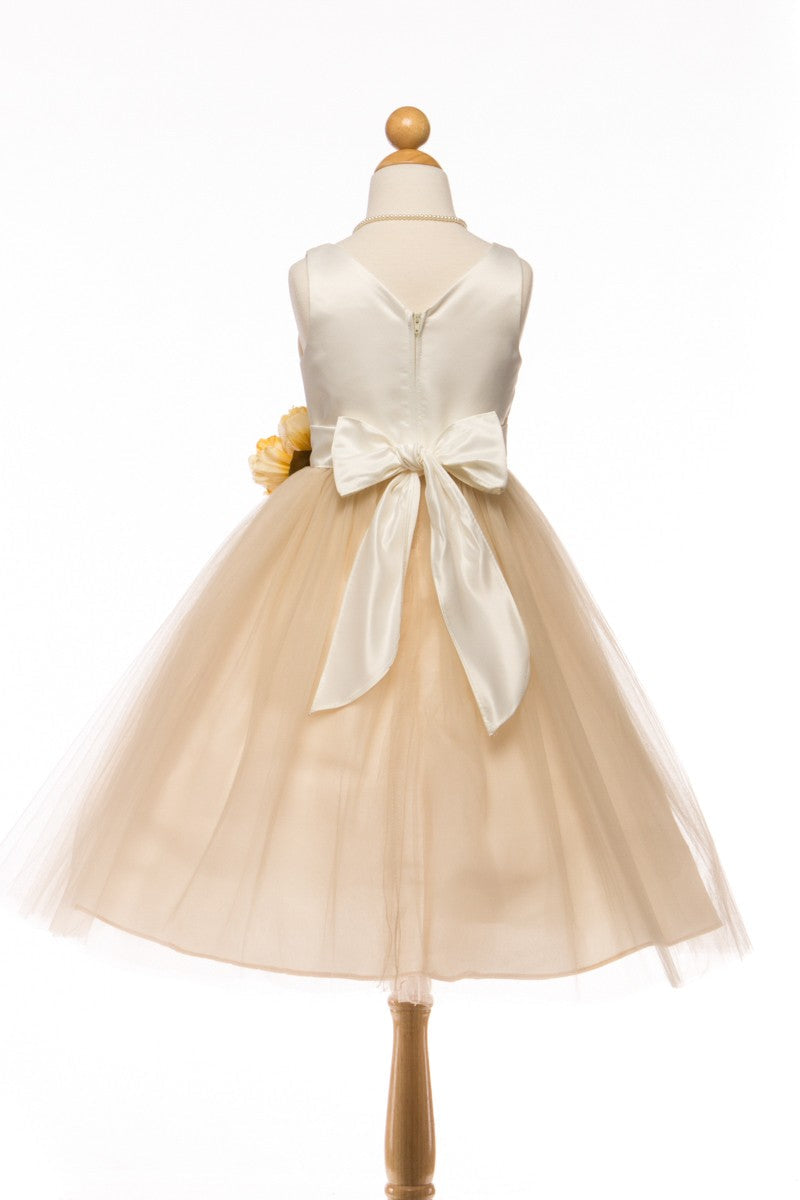 Hannah Satin Two-Tone Girls Dress with 3D Flower Detail and Plus Sizes ...