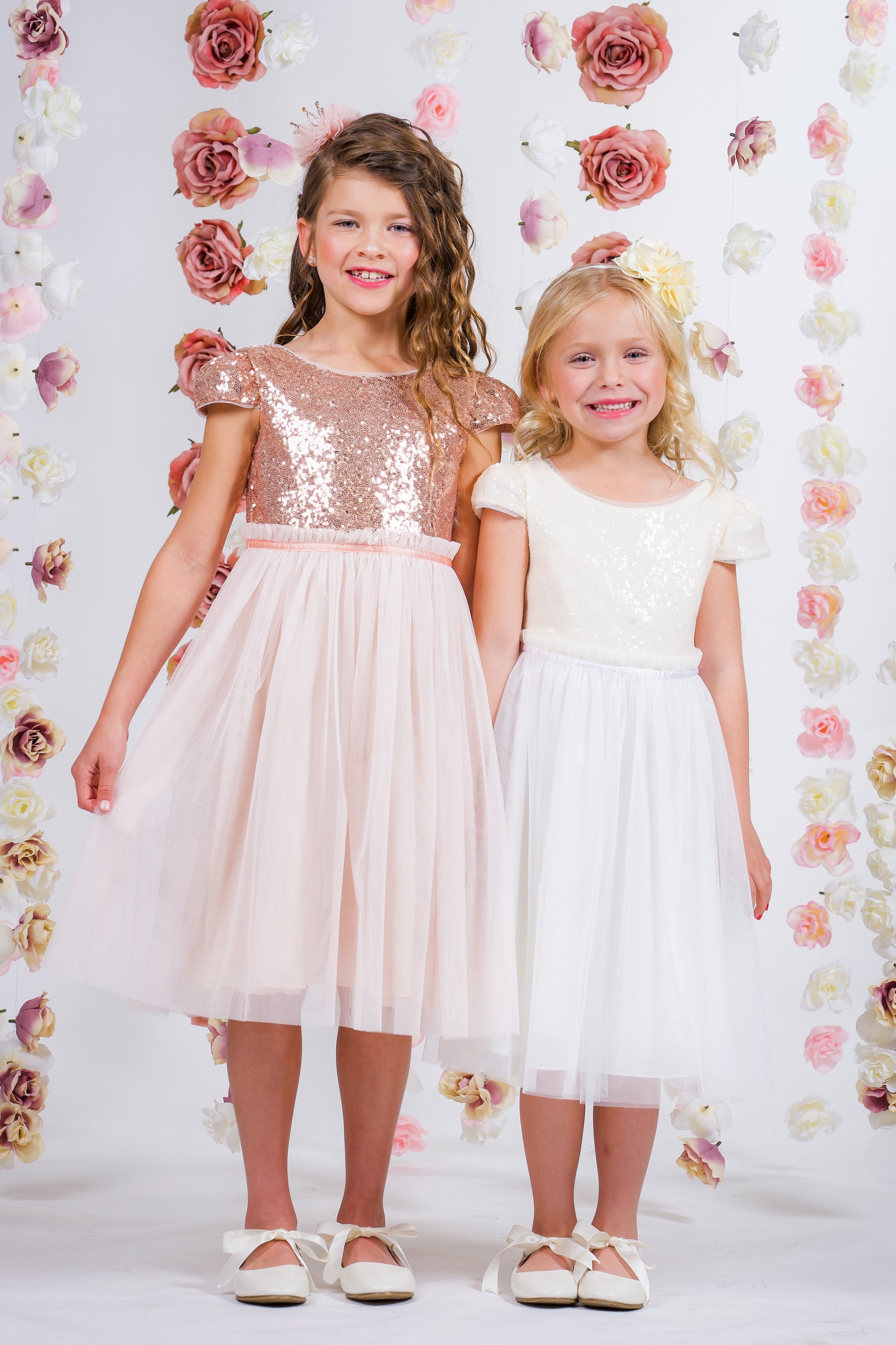 Blush Sequin Mesh Pleated Girls Dress – Kid's Dream