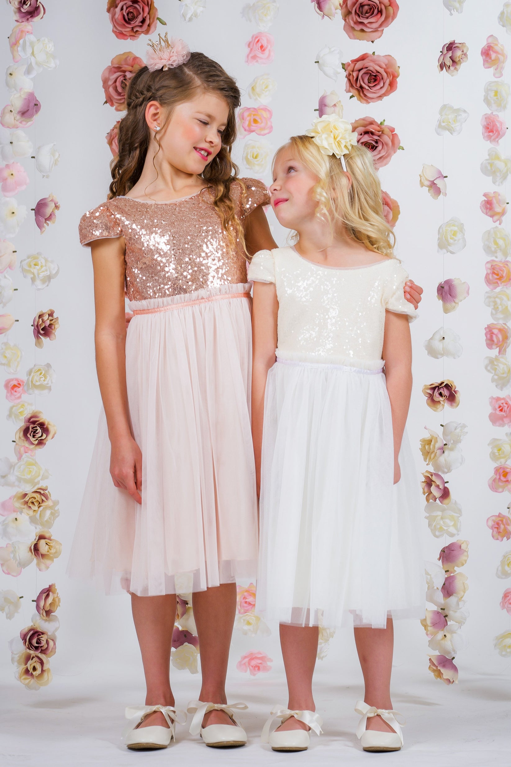 Blush Sequin Mesh Pleated Girls Dress – Kid's Dream